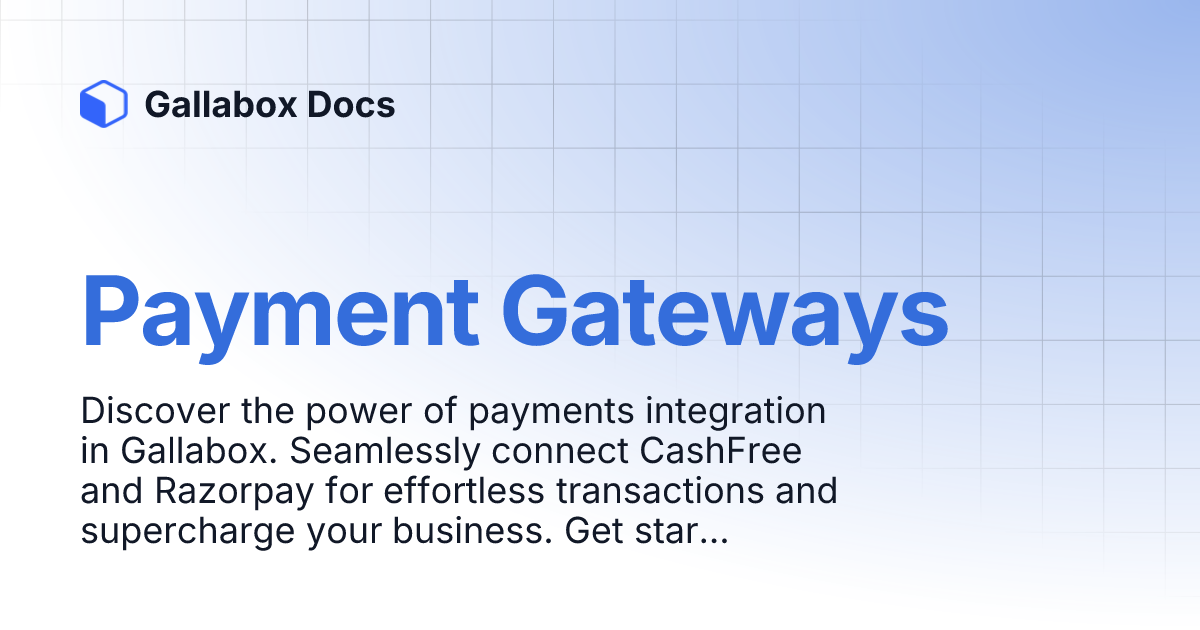 Payment Gateways | Gallabox Docs