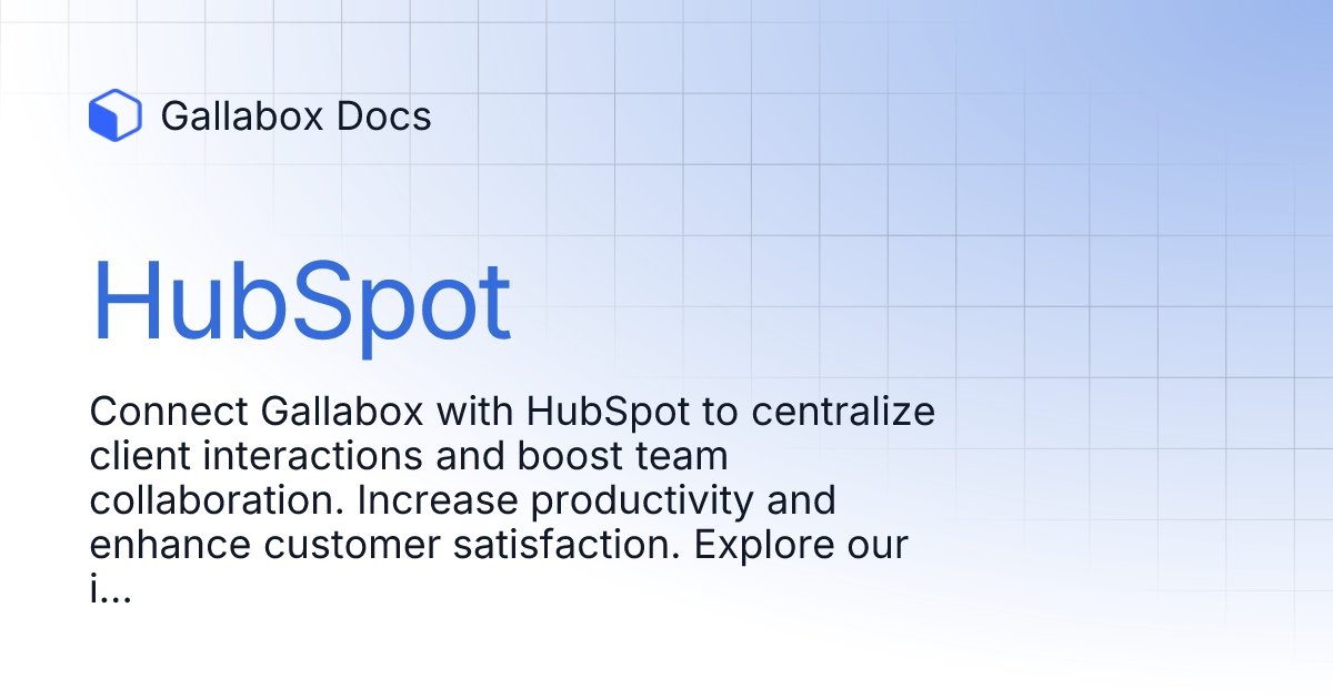 HubSpot | Gallabox Docs