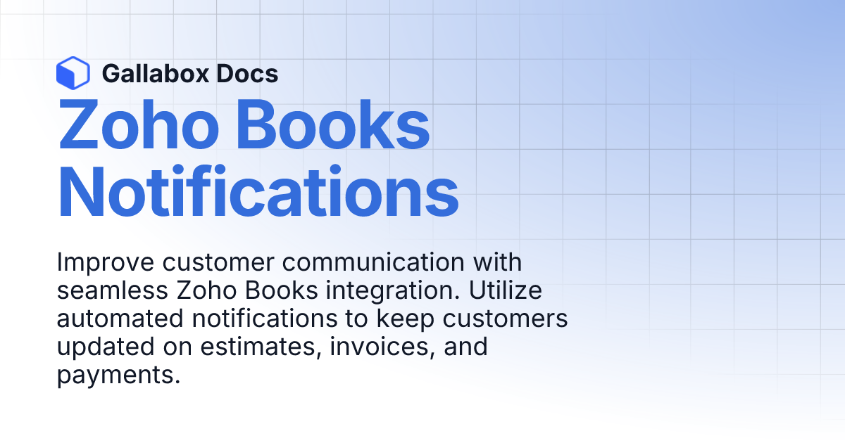 Zoho Books Notifications | Gallabox Docs