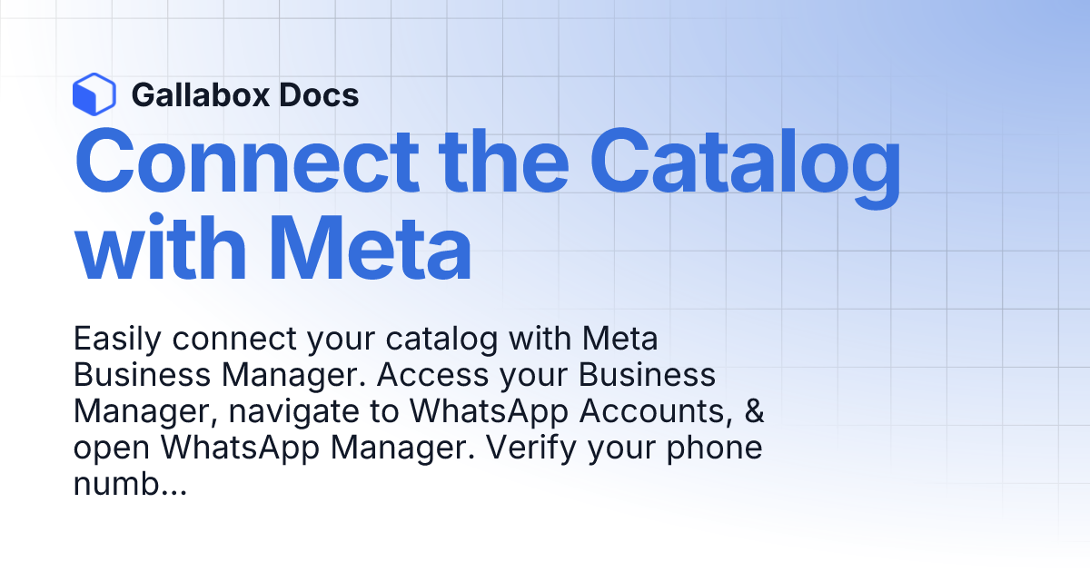 Connect the Catalog with Meta | Gallabox Docs