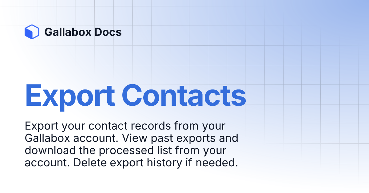 Export Contacts | Gallabox Docs