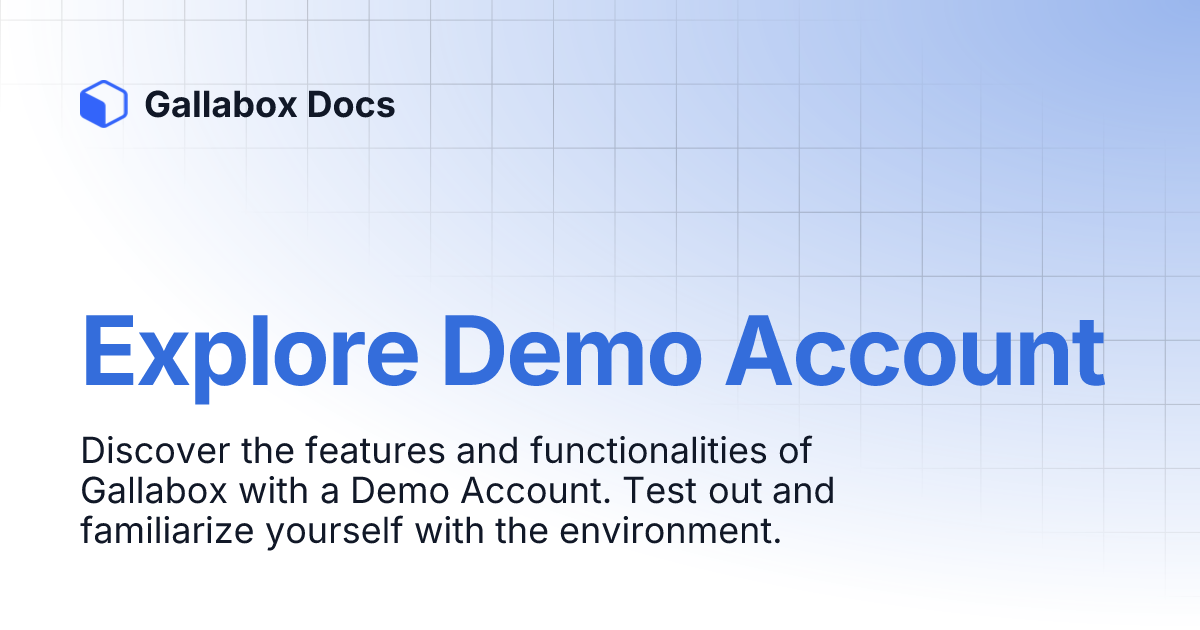 Explore Demo Account | Gallabox Docs