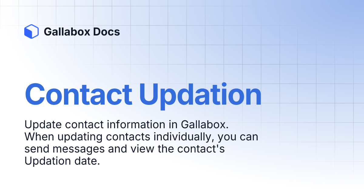 Contact Updation | Gallabox Docs