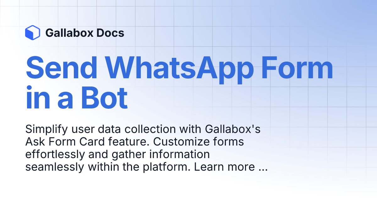 Send WhatsApp Form in a Bot | Gallabox Docs