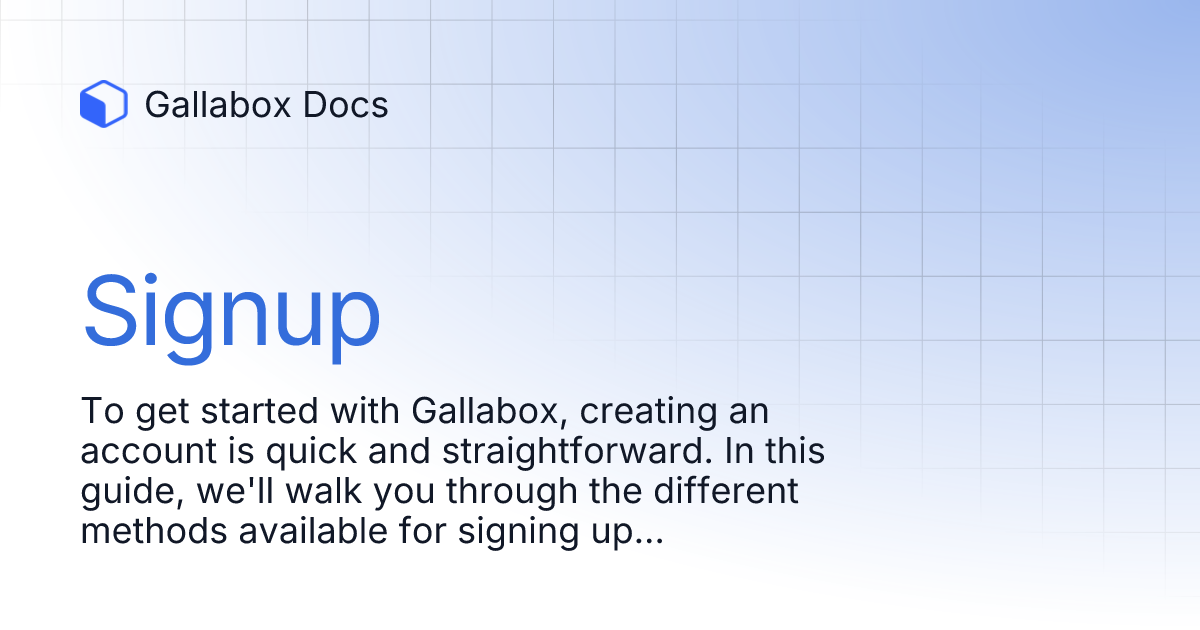 Signup | Gallabox Docs