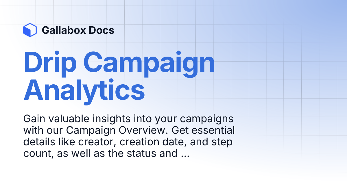Drip Campaign Analytics | Gallabox Docs