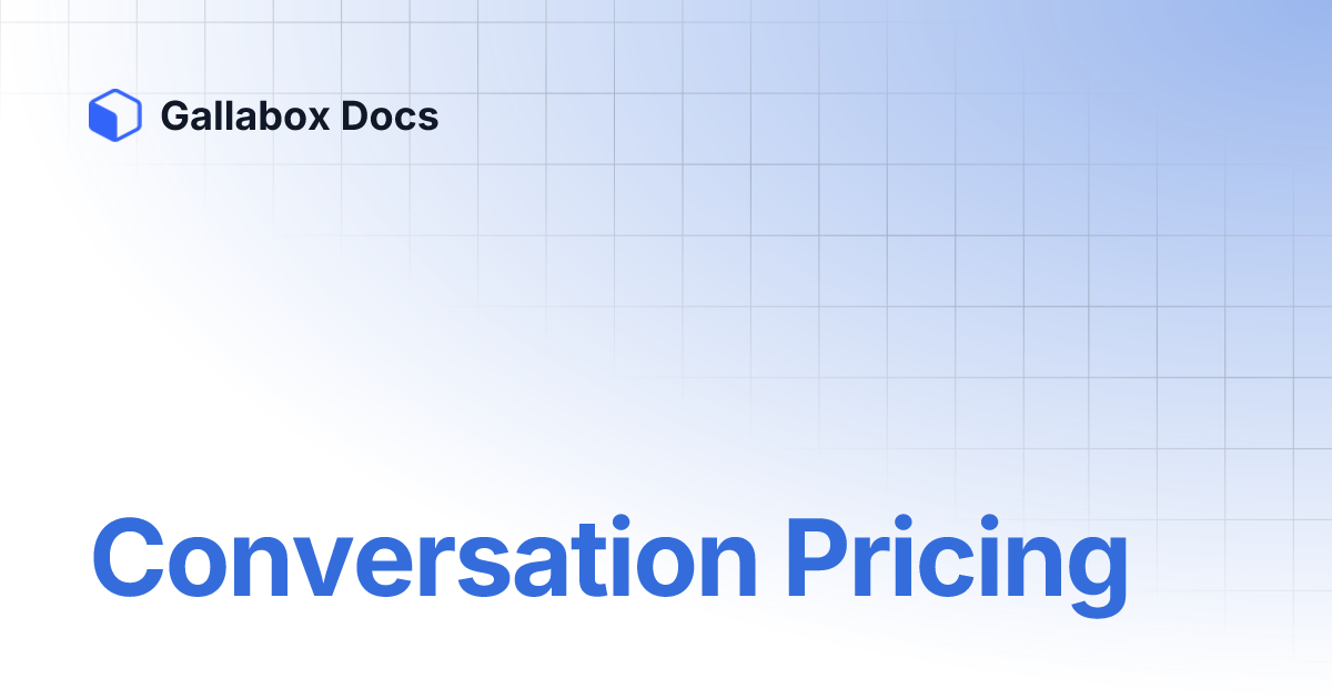 Conversation Pricing | Gallabox Docs