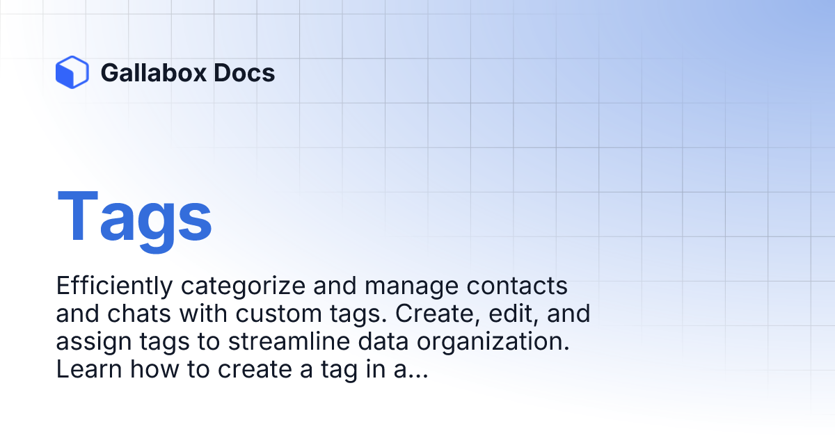Tags | Gallabox Docs