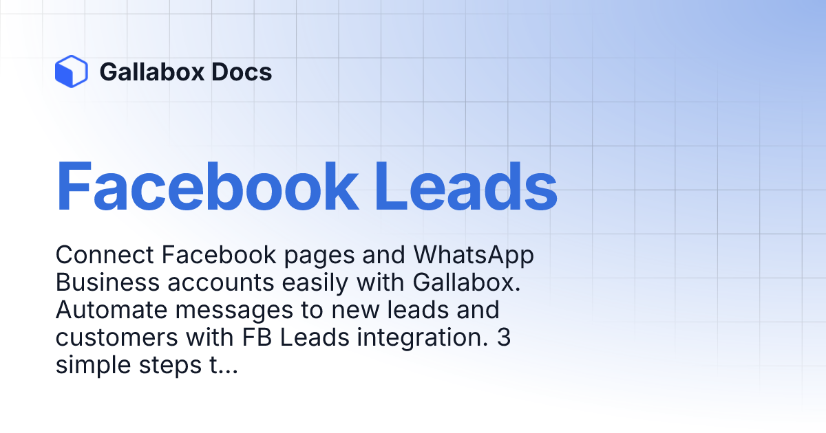 Facebook Leads | Gallabox Docs