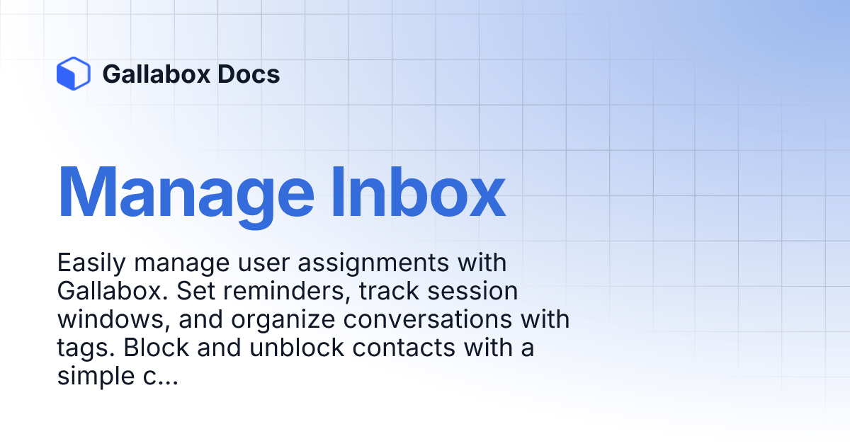 Manage Inbox | Gallabox Docs