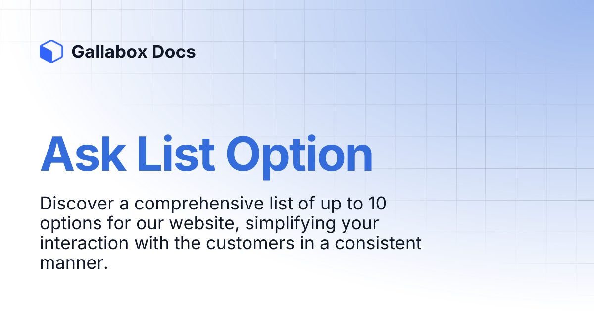 Ask List Option | Gallabox Docs