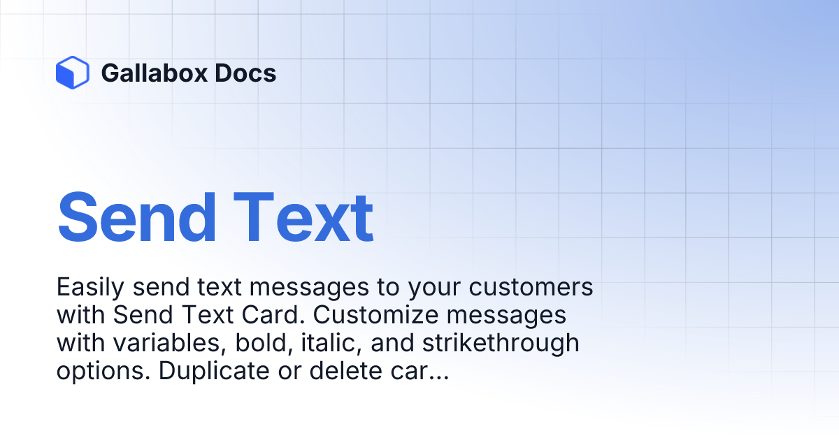 Send Text | Gallabox Docs