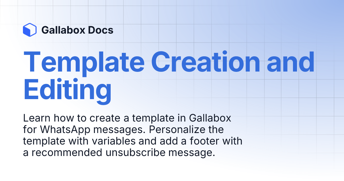 Template Creation and Editing | Gallabox Docs